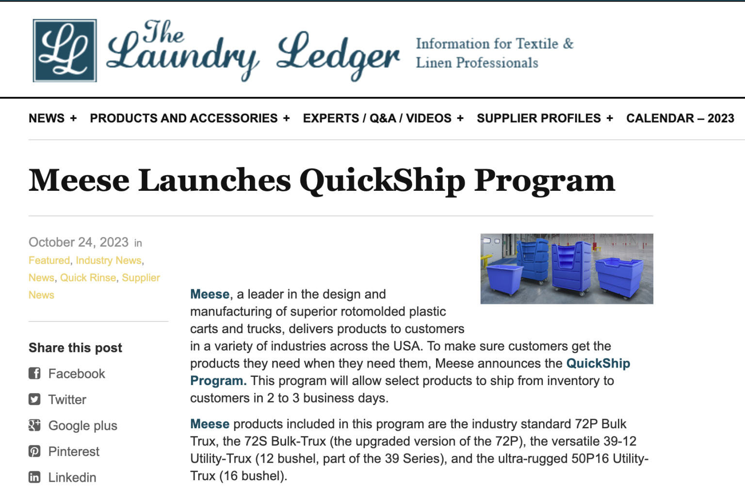 Commercial Laundry Carts|Bulk ContainersCustom|Custom Rotomolding ...